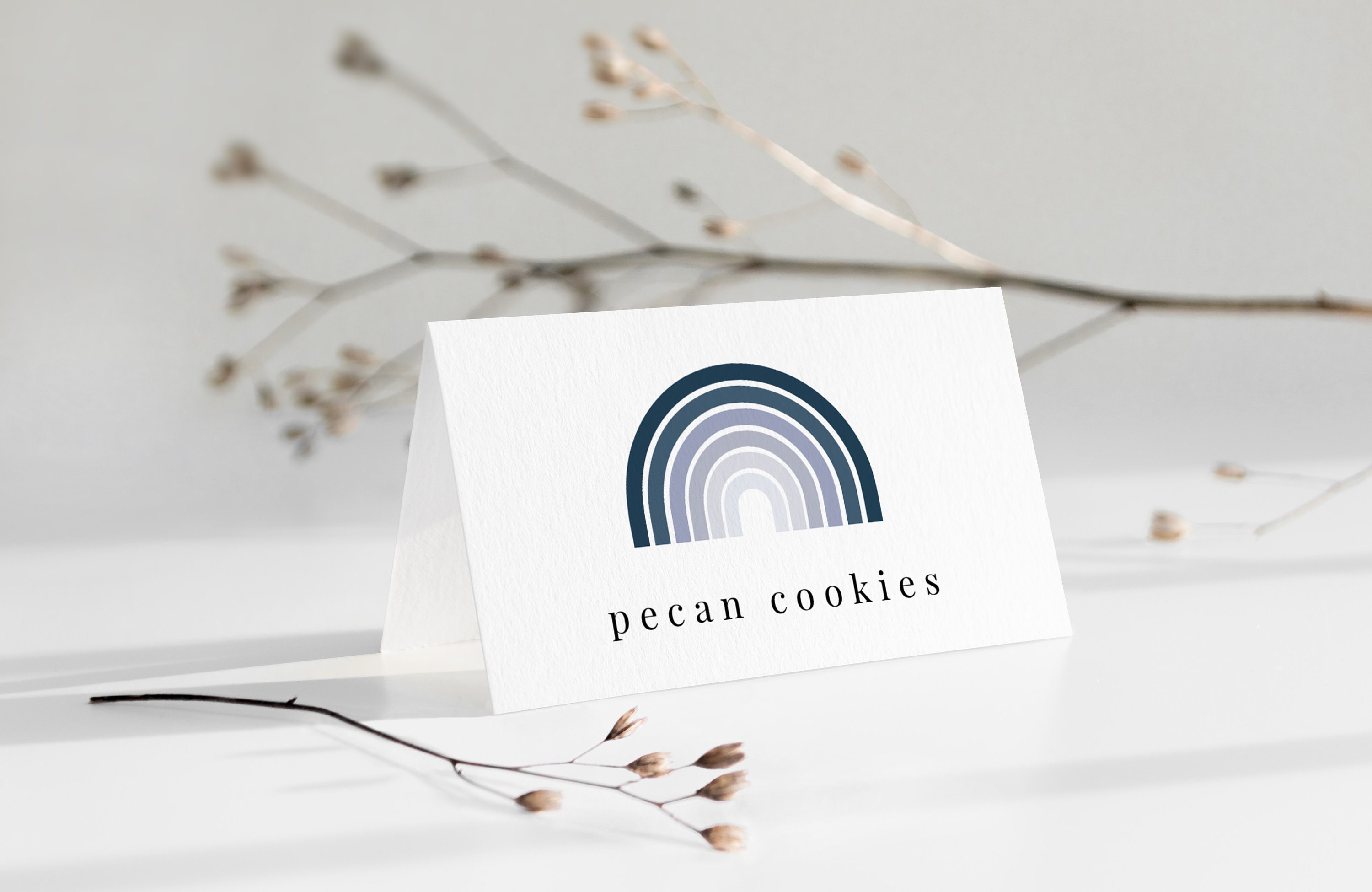 Editable Buffet Labels Blue and Grey Rainbow Blue Rainbow | Etsy