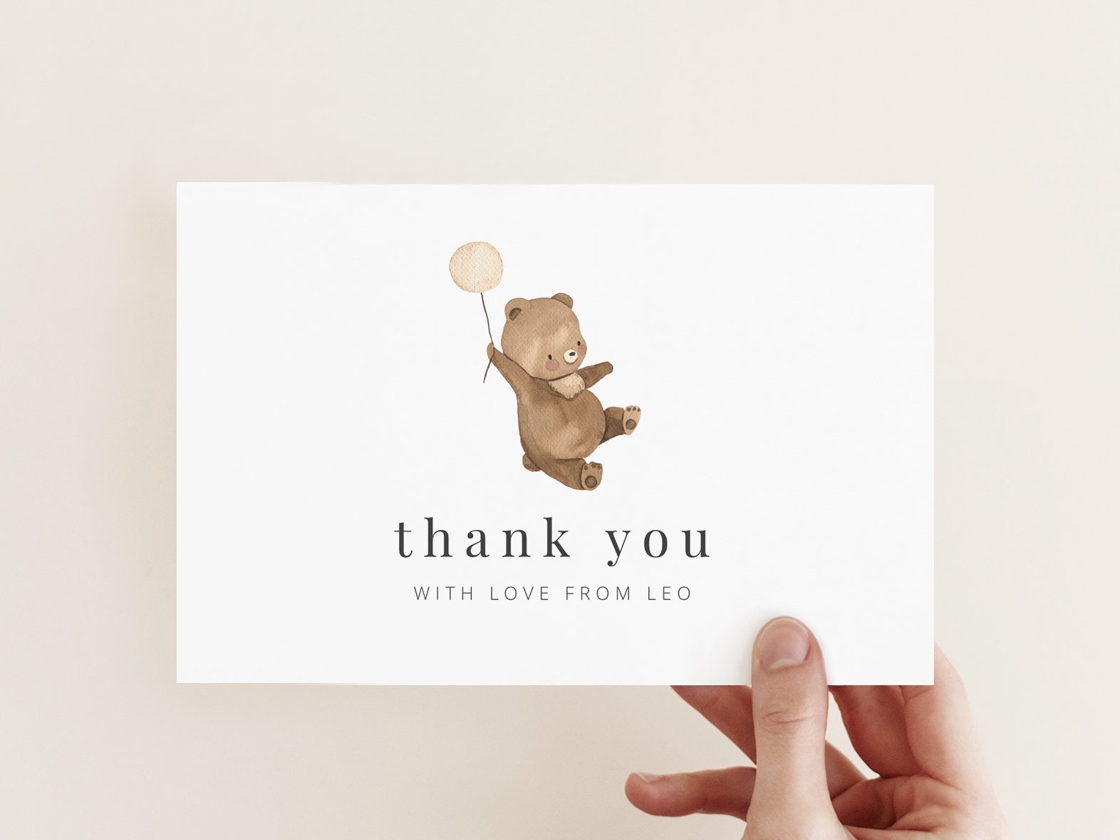 Editable Thank You Card Bear Thank You Note Teddy Bears | Etsy