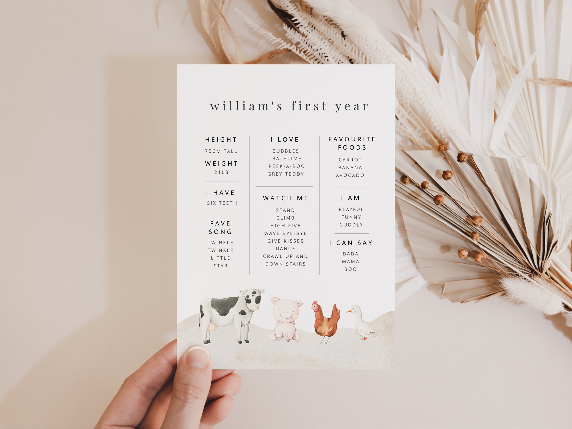 Farm Mini Milestone Template, Mini Milestone Printable, Farm Animals ...