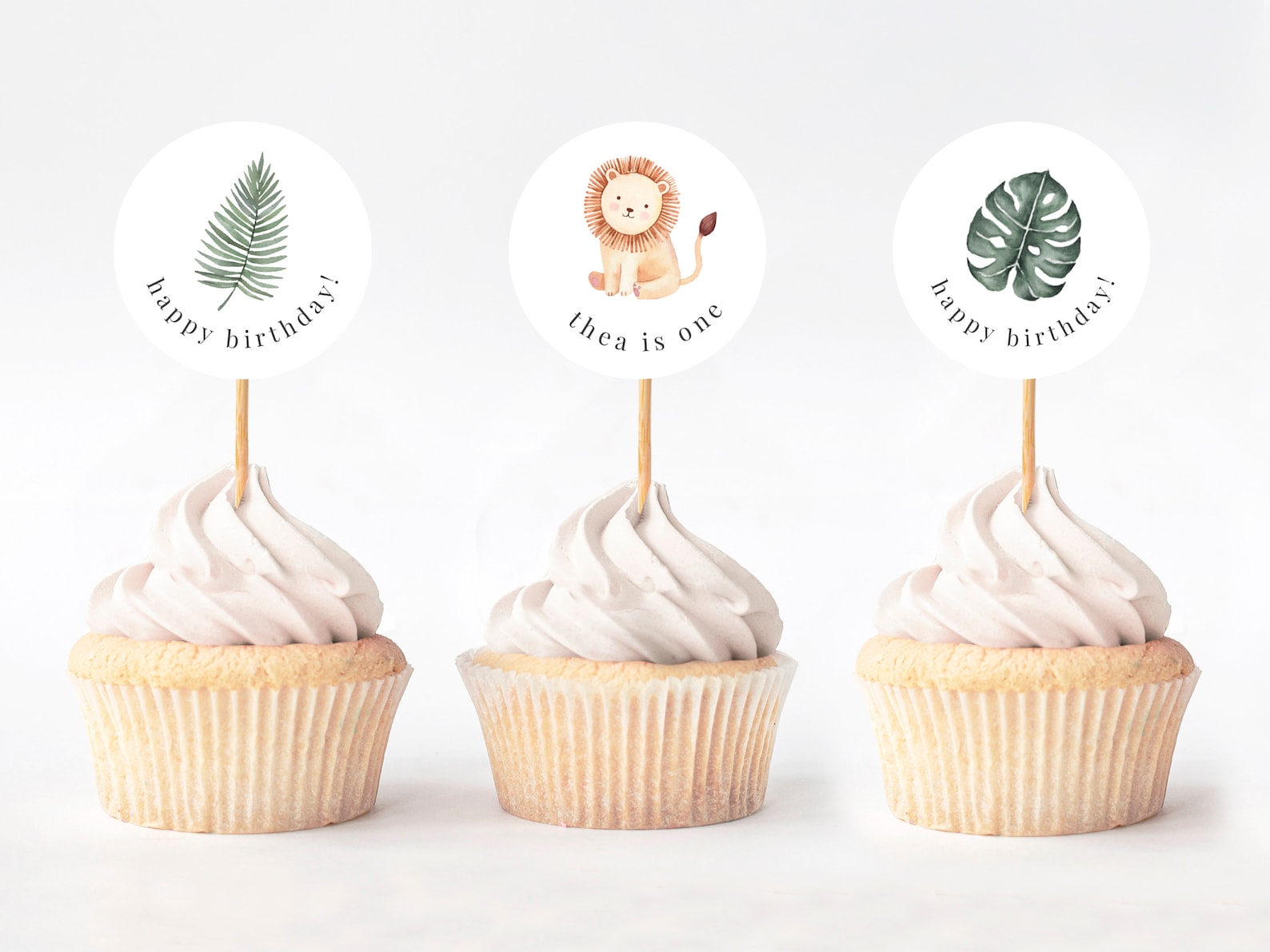 Lion Cupcake Toppers Template, Safari Cupcake Toppers, Editable Cupcake ...