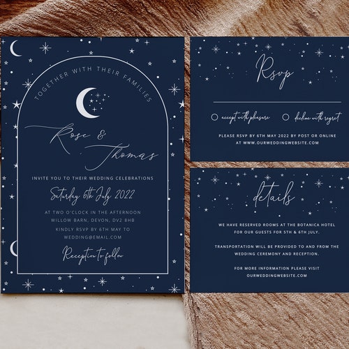 Celestial Wedding Invite Set Wedding Invitation Suite Moon - Etsy