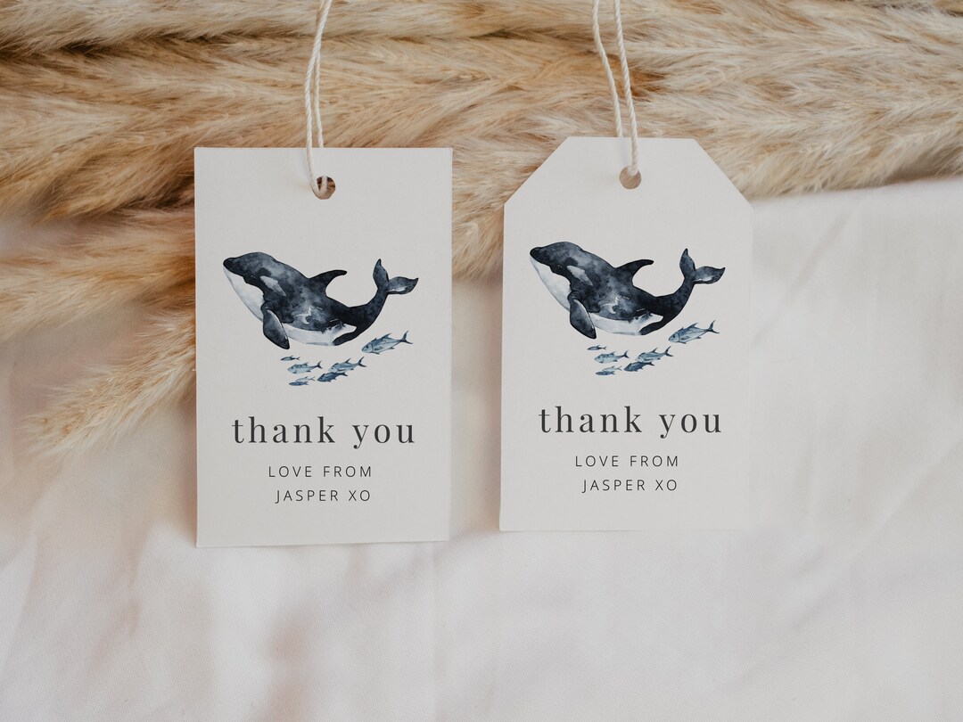 Whale Favor Tag Template, Ocean Thank You Tag, Sea Life Birthday ...