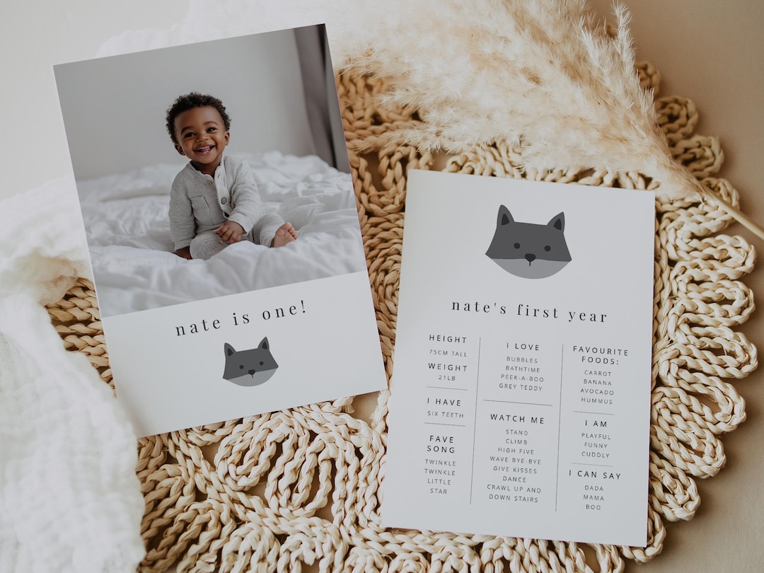 Fox Milestone Card Template, Mini Milestone Photo Print, Editable ...