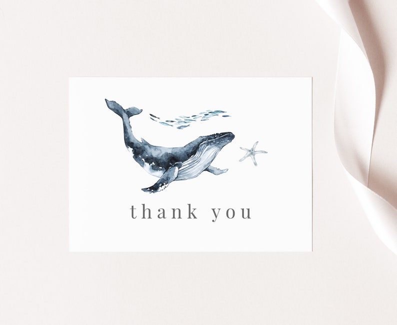 Editable Thank You Card Ocean Animals Ocean Thank You Card | Etsy