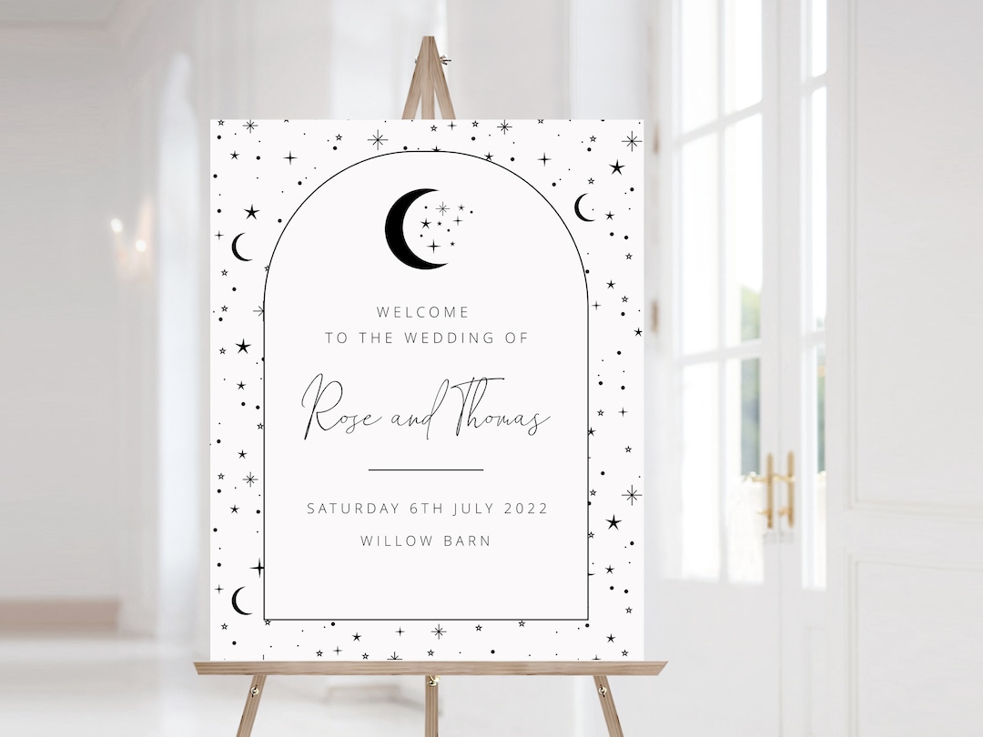 Celestial Welcome Sign Template, Editable Sign, Moon Stars Welcome Sign ...
