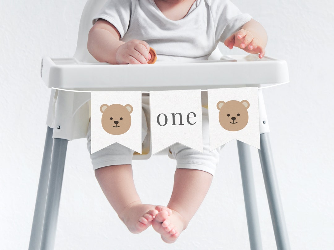 Editable Highchair Banner | Bear Banner | Bear First Birthday | Teddy ...