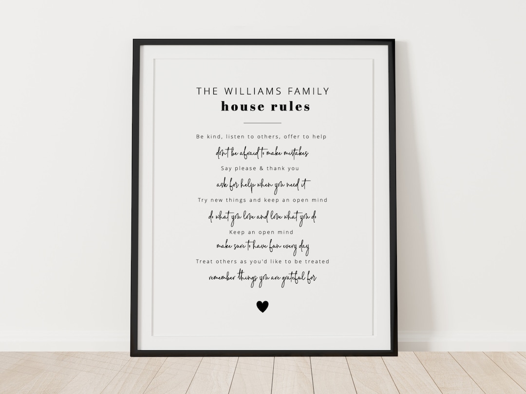 House Rules Print Template, Editable House Rules, Modern Printable ...