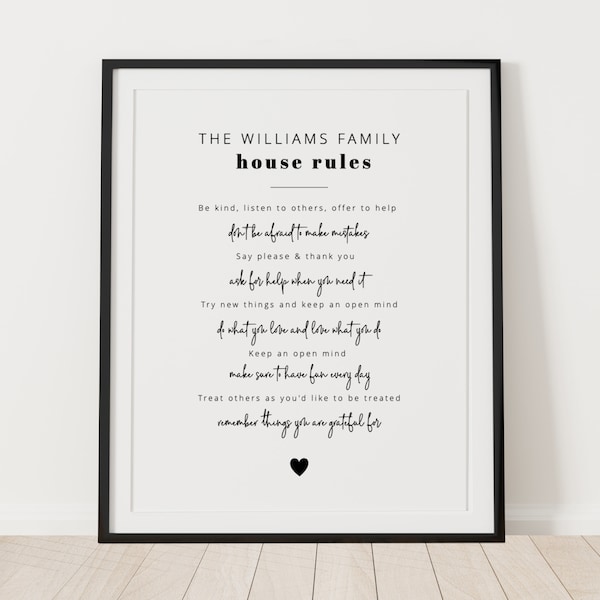 House Rules Poster - Etsy