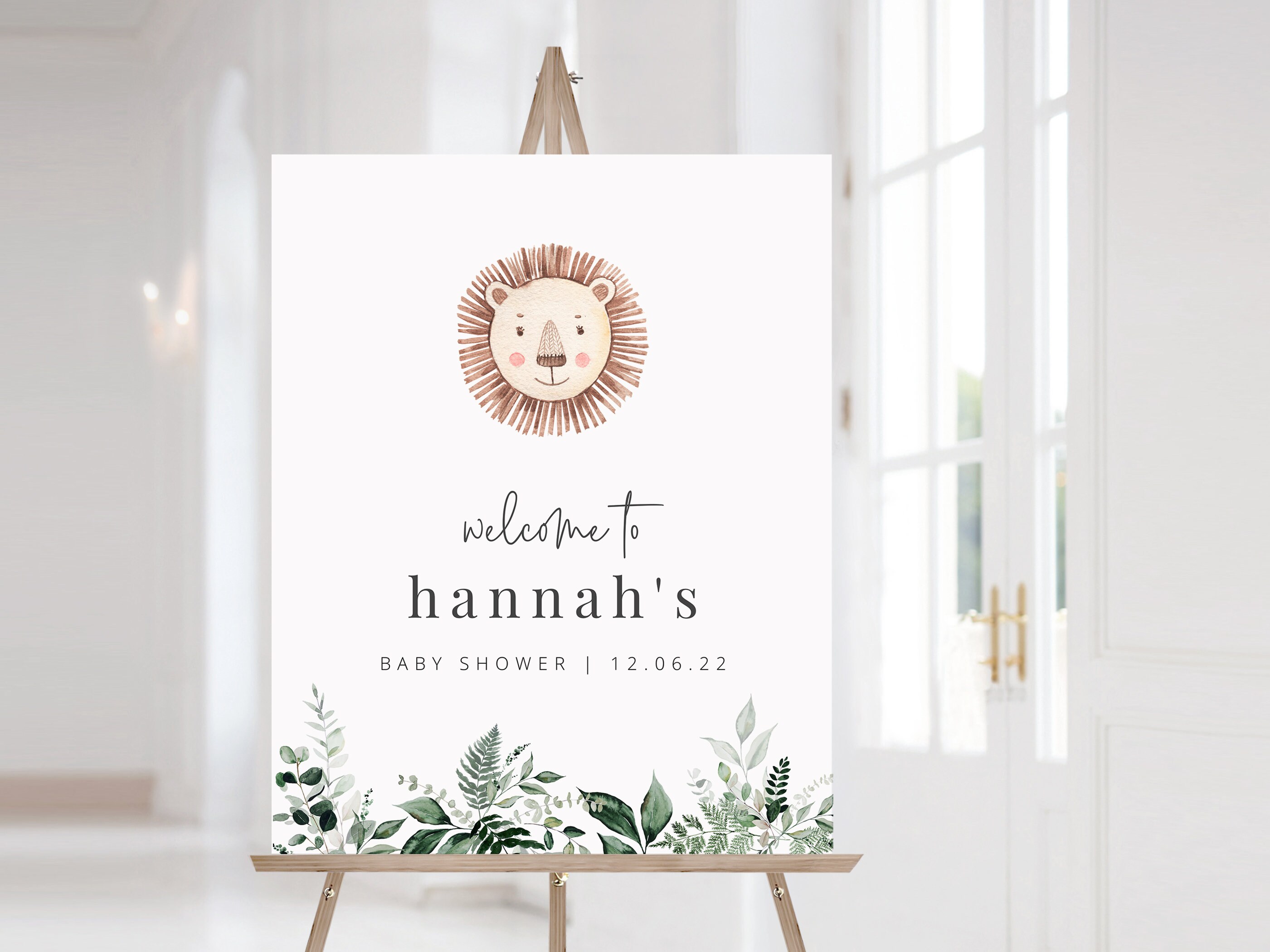 Lion Welcome Sign Template, Safari Welcome Sign, Safari Leaf Sign ...