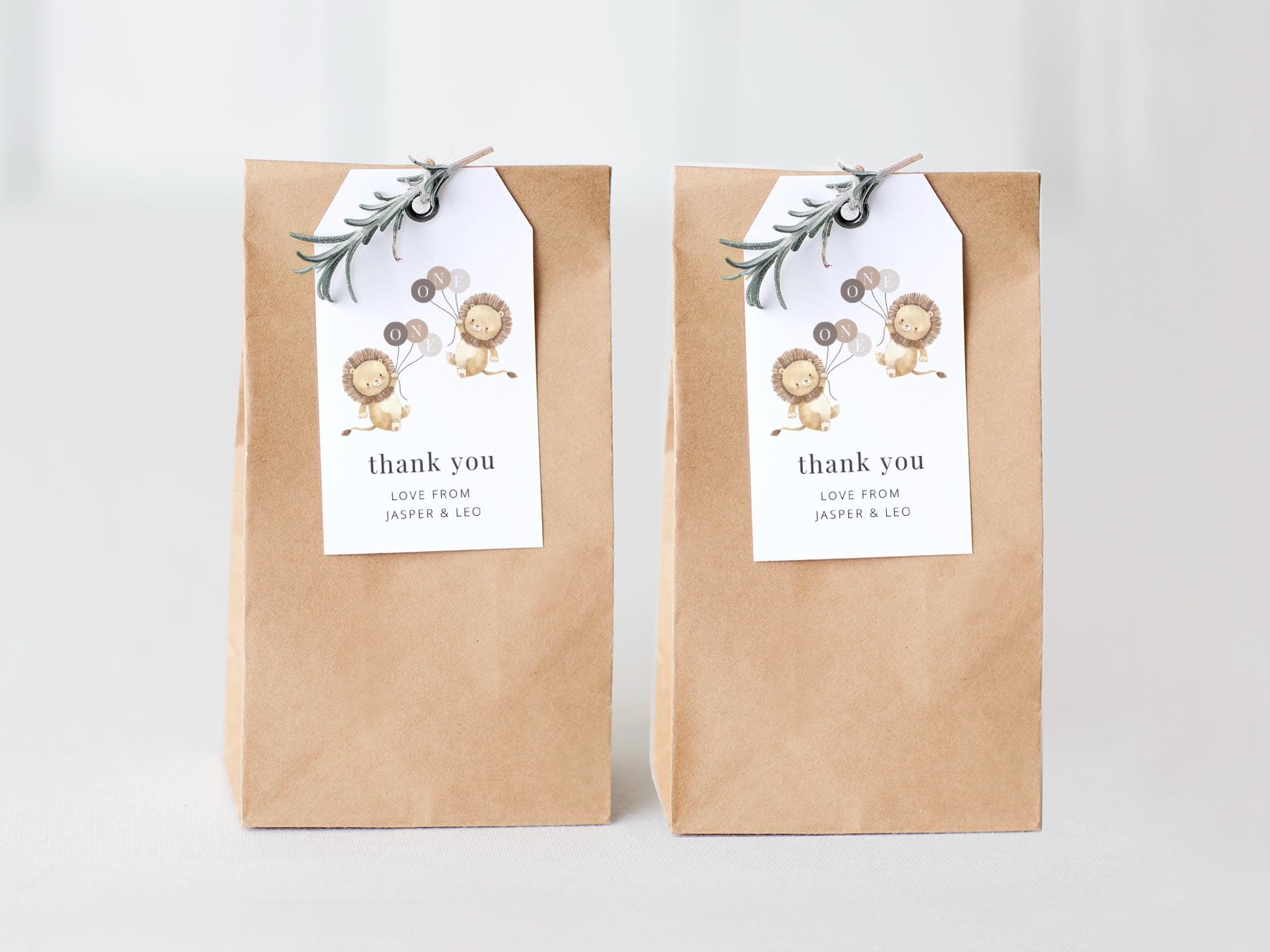 Lion Favor Tag Template, Lion Twins Birthday, Brown Balloons, Lion Gift ...