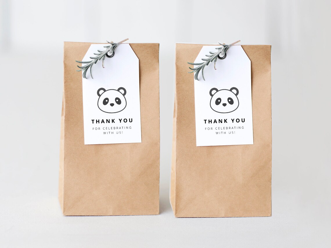 Panda Thank You Tag Template Panda Face Favor Tag Panda - Etsy