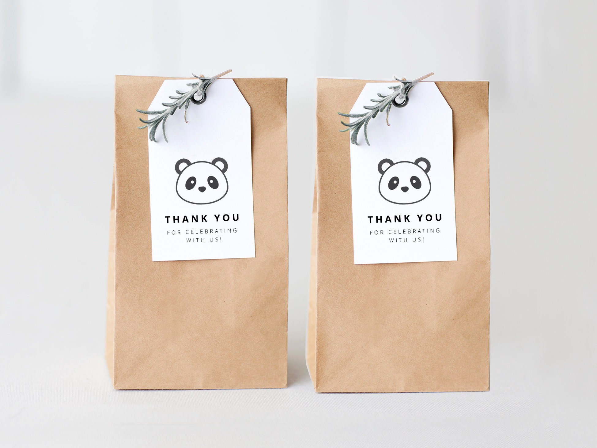 Panda Thank You Tag Template Panda Face Favor Tag Panda - Etsy