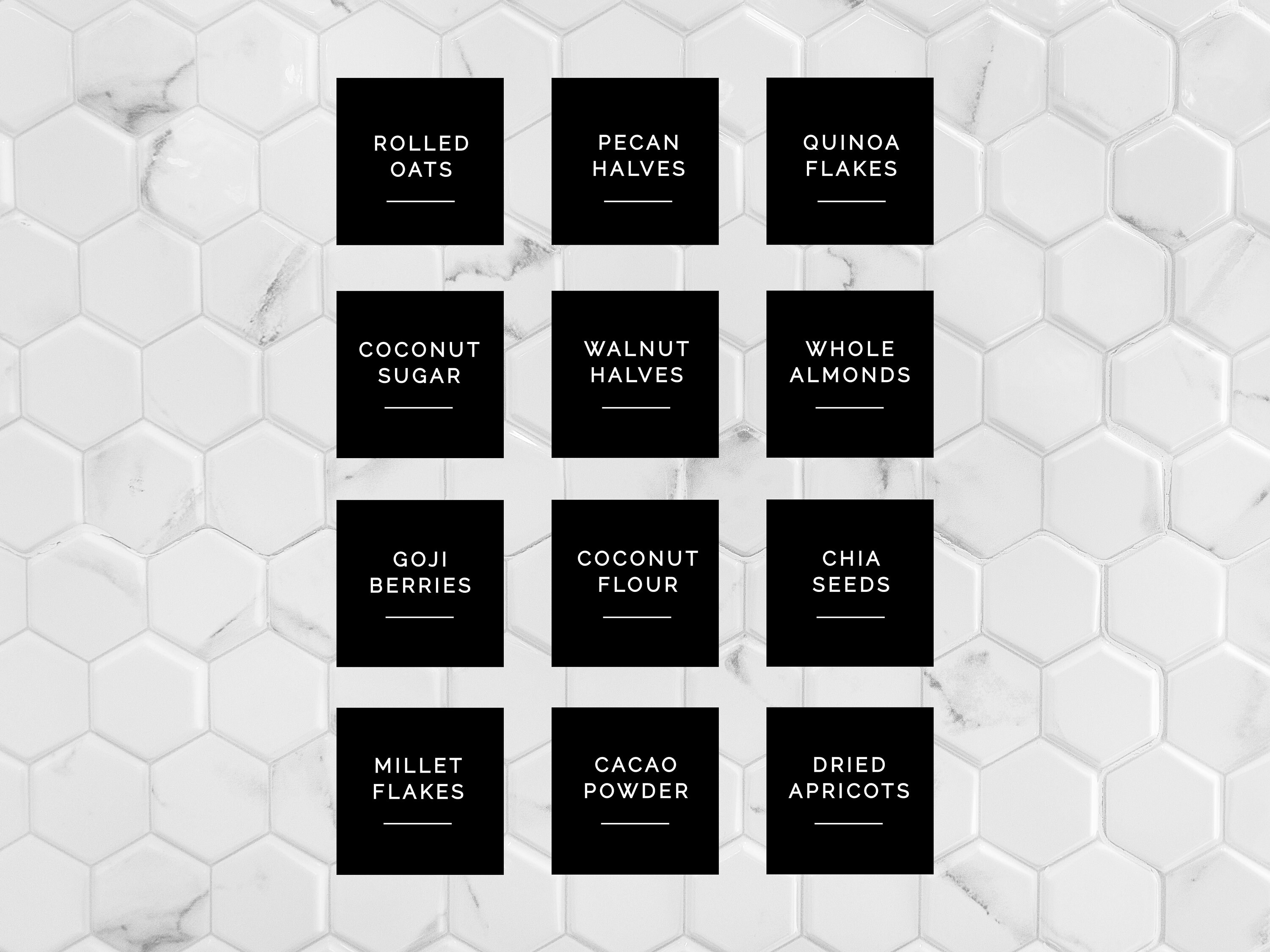 2 Inch | US Letter + A4 | Editable Black Pantry Labels | Black Pantry ...