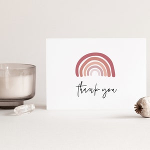 Editable Thank You Card | Blush Rainbow | Rainbow Thank You Card | Boho ...