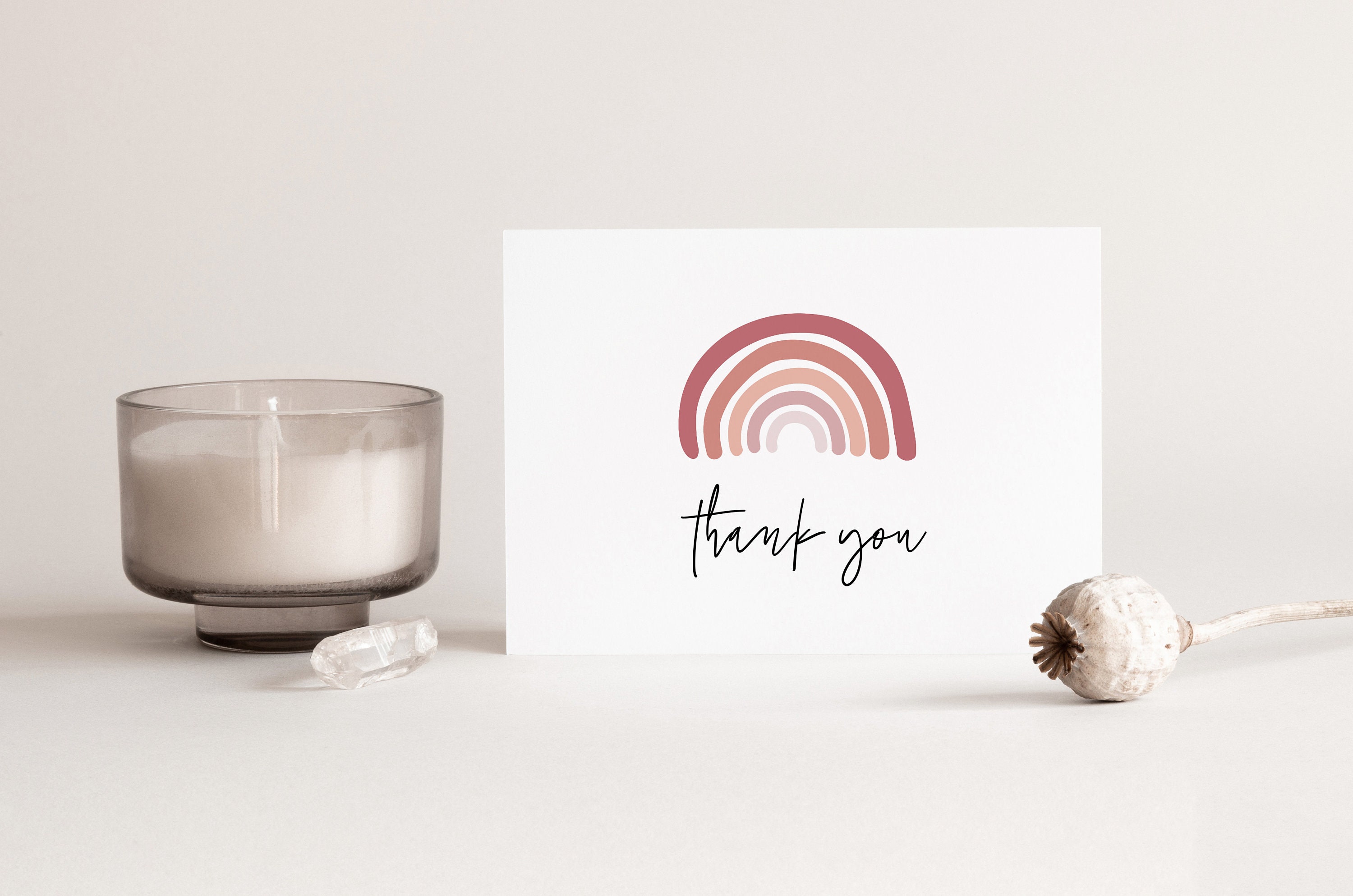 Editable Thank You Card Blush Rainbow Rainbow Thank You | Etsy