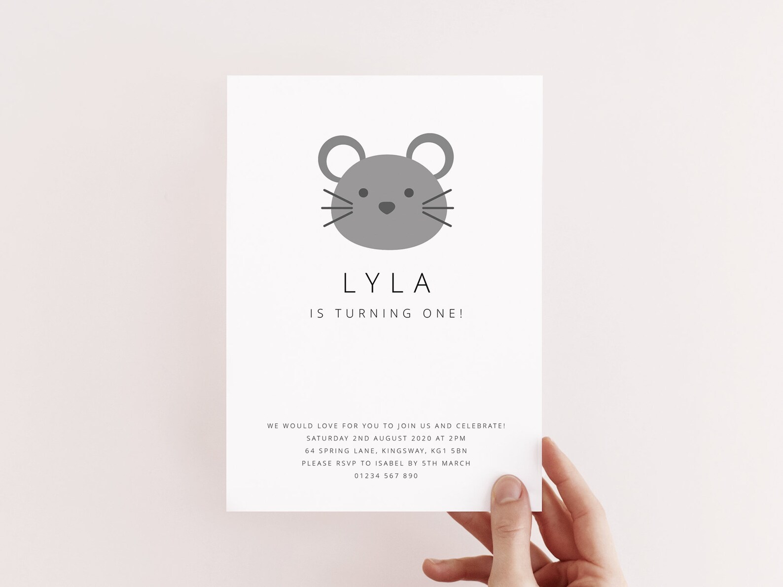Mouse Face Birthday Invitation Printable Invitation First - Etsy