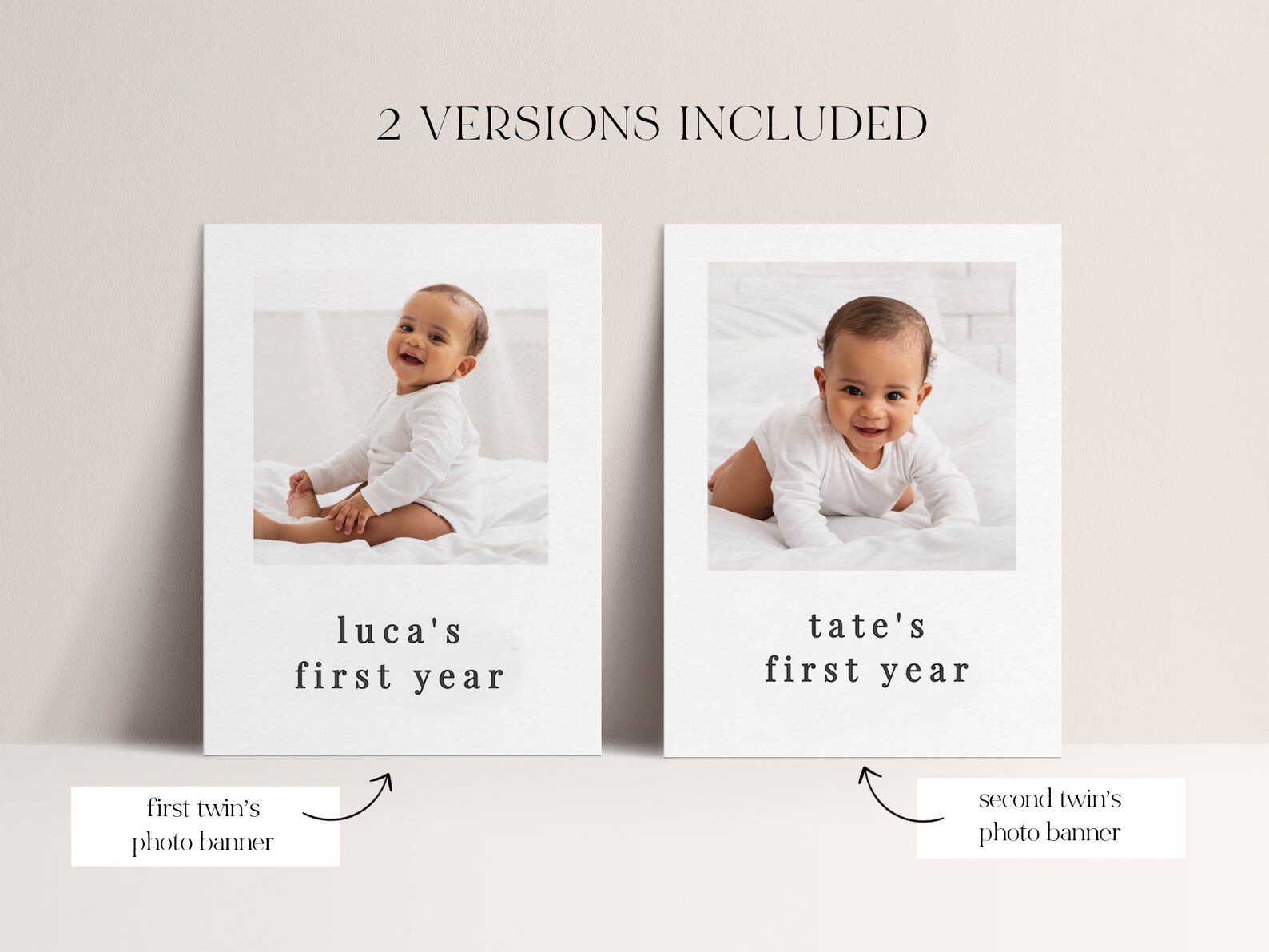 Twin Boys Monthly Photo Banners, Blue Green Balloons, 12 Month Photo ...