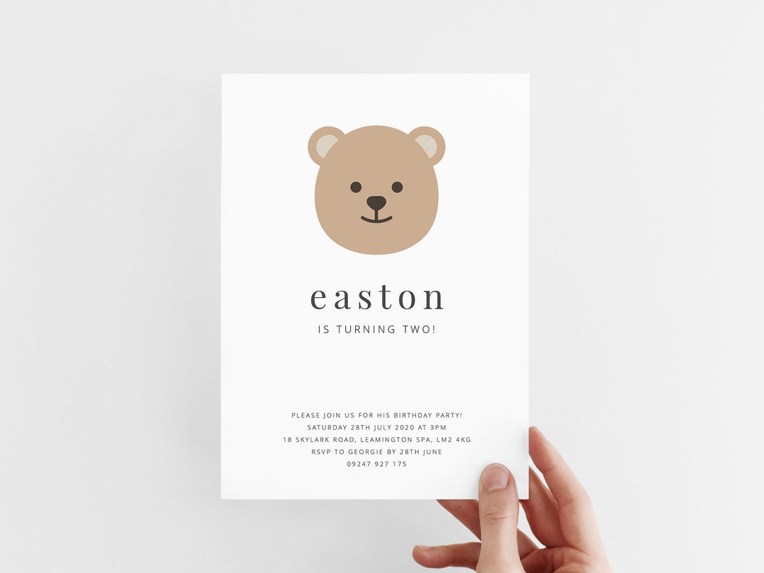 Editable Bear Birthday Invitation, Teddy Bears Picnic, Brown Bear ...