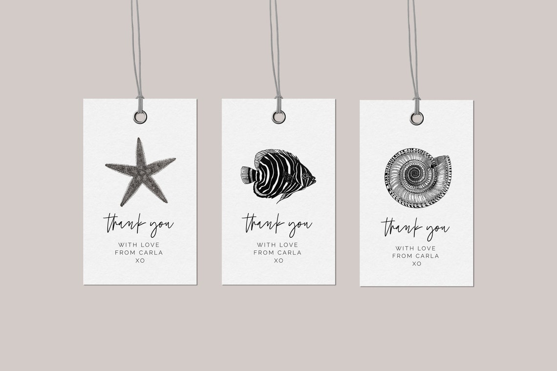 Ocean Themed Gift Tags Set of 6 Nautical Gift Tags Thank | Etsy