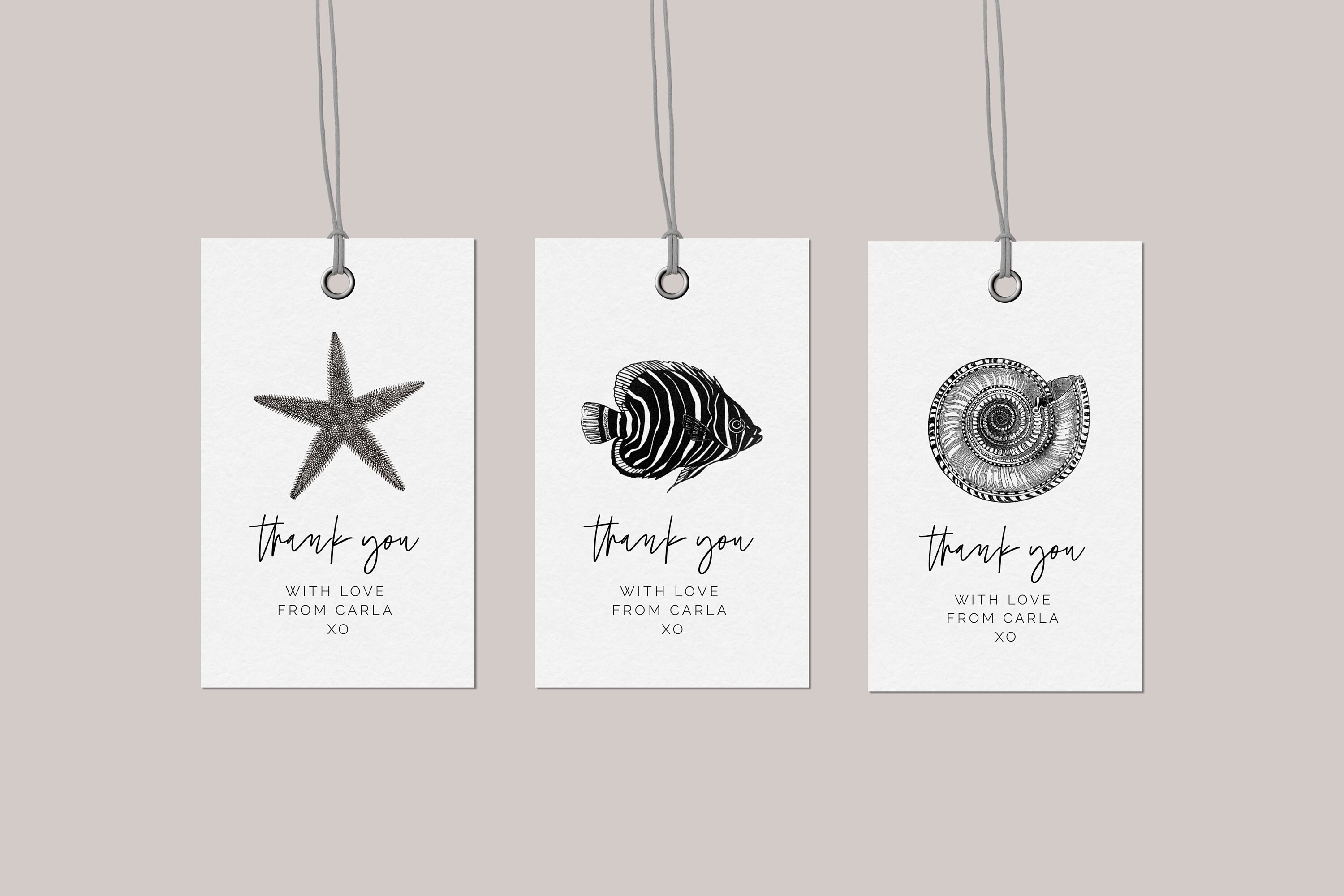 Ocean Themed Gift Tags Set of 6 Nautical Gift Tags Thank | Etsy