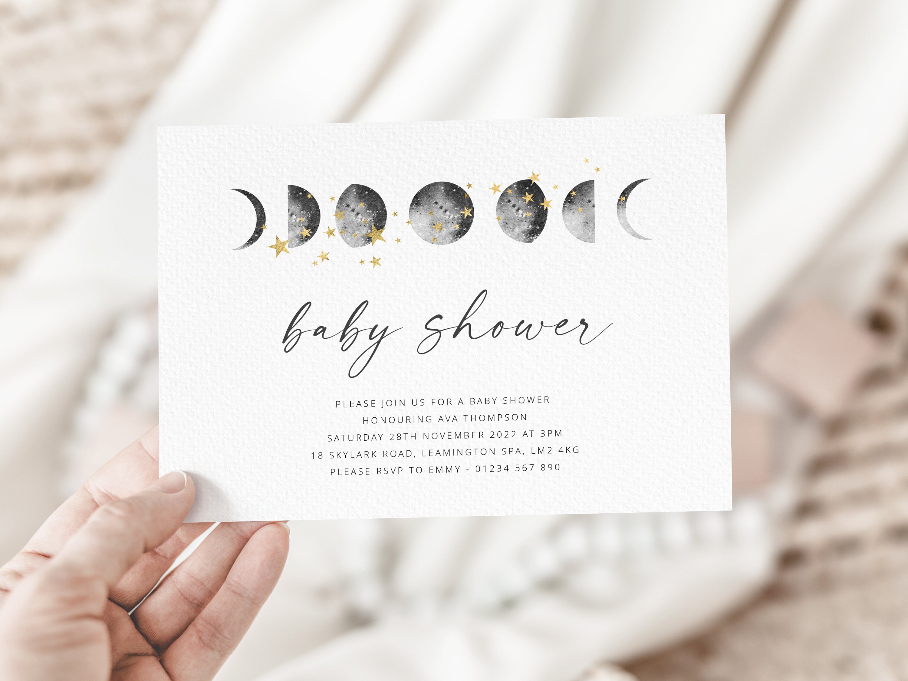 Moon Phase Baby Shower Template Baby Shower Invite Template - Etsy