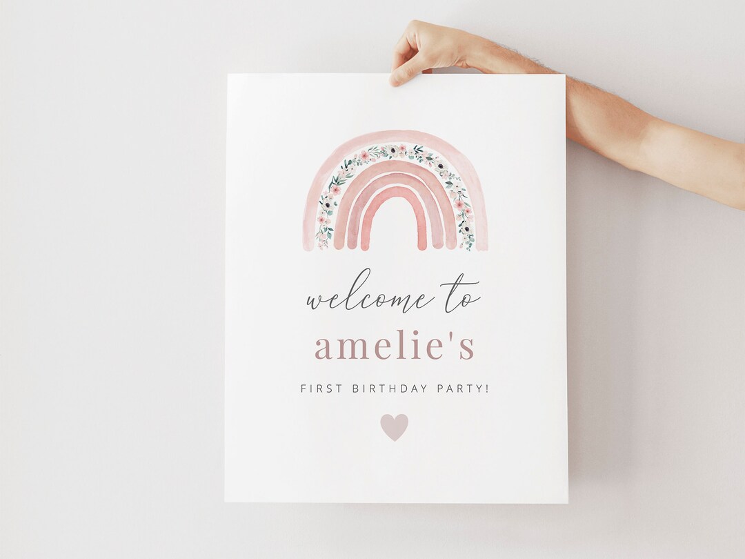 Rainbow Welcome Sign Template, Boho Rainbow Welcome Sign, Floral ...
