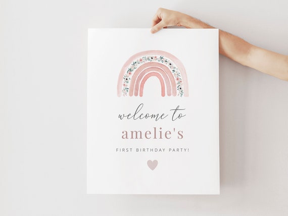 Rainbow Welcome Sign Template Boho Rainbow Welcome Sign | Etsy
