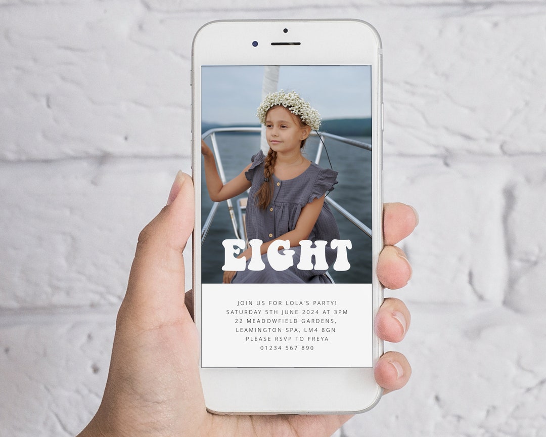 Groovy 8th Birthday, Eight Birthday Invitation, 8th Birthday Girl ...