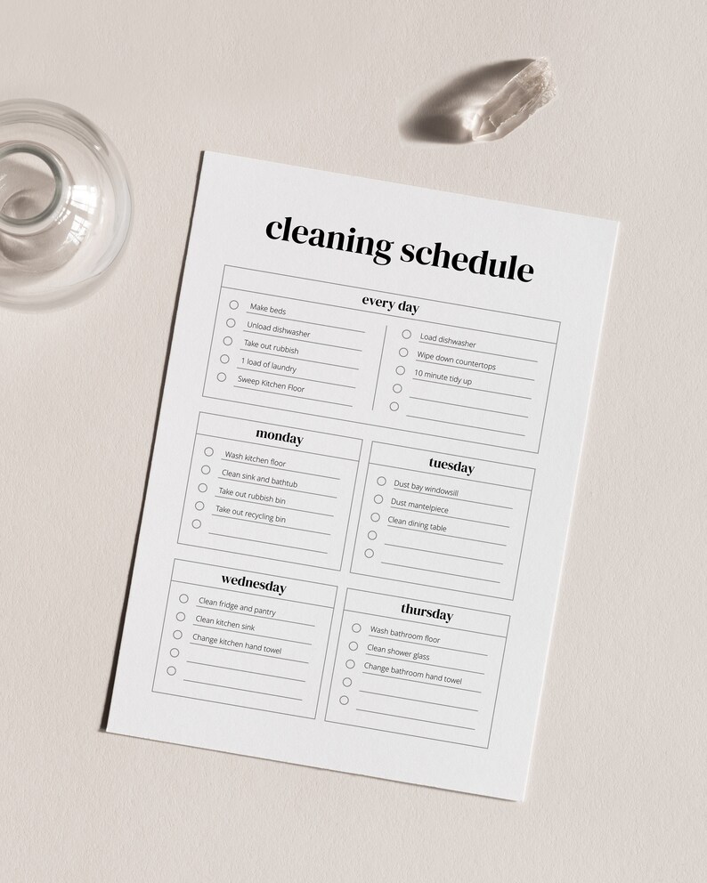 Editable Cleaning Checklist Modern Cleaning Checklist | Etsy