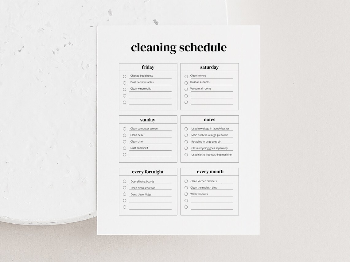 Editable Cleaning Checklist | Modern Cleaning Checklist | Daily, Weekly ...