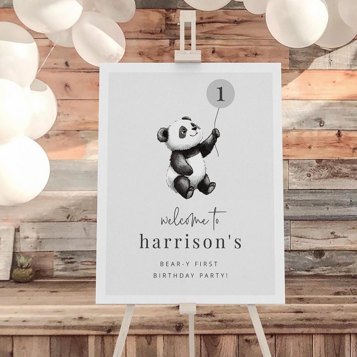 Panda Welcome Sign Template, Panda Bear Birthday Party, 1st Birthday ...