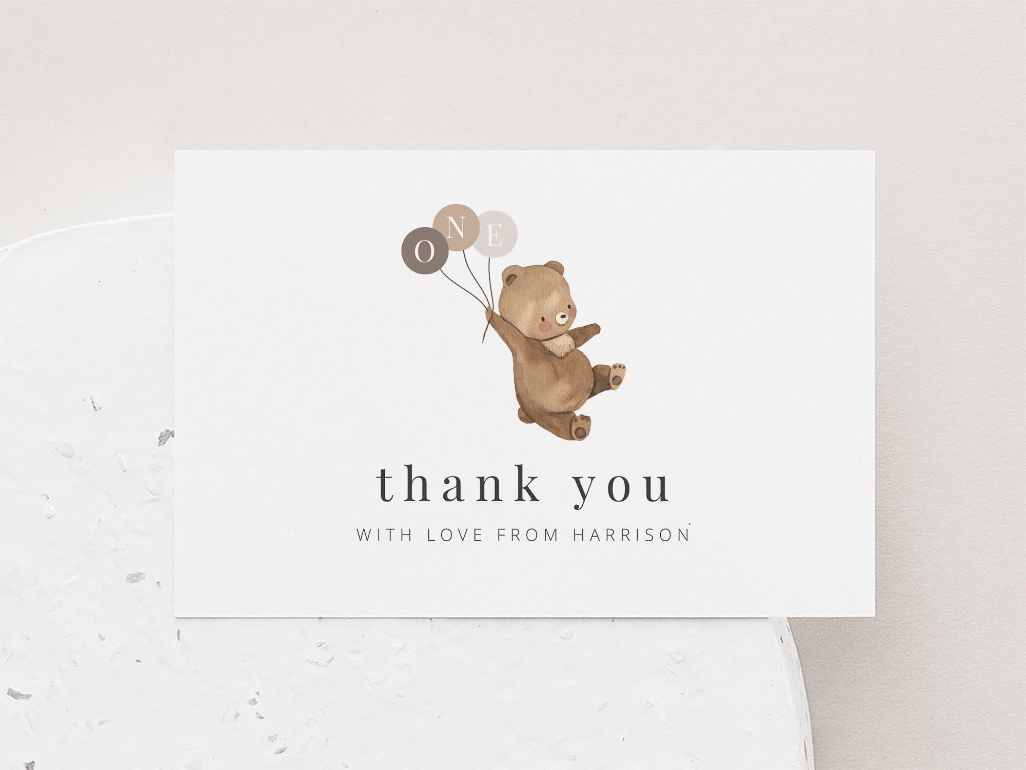 Bear Thank You Card Template Brown Bear Balloons Thank You - Etsy