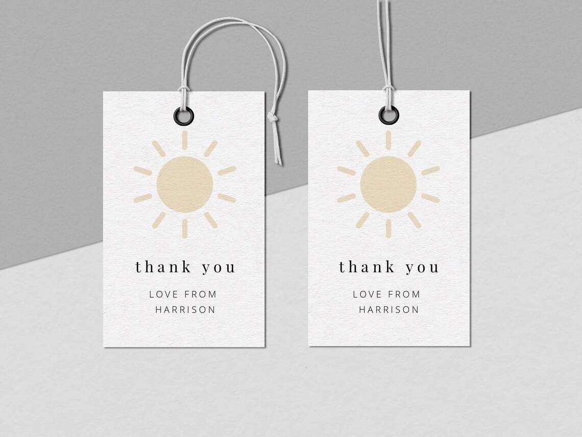 Editable Thank You Tag | Sun Favor Tag | Sunshine Thank You Tag | Sun ...