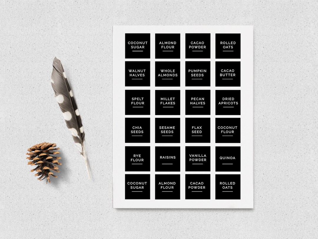 1.5 Inch | US Letter + A4 | Editable Black Pantry Labels | Black Pantry ...