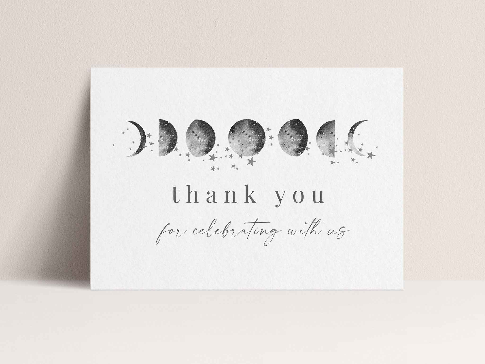 Moon Phases Thank You Card Celestial Theme Thank you card - Etsy España