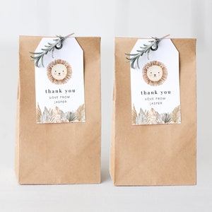 Lion Favor Tag Template, Lion Leaf Neutral, Jungle Thank You Tag ...