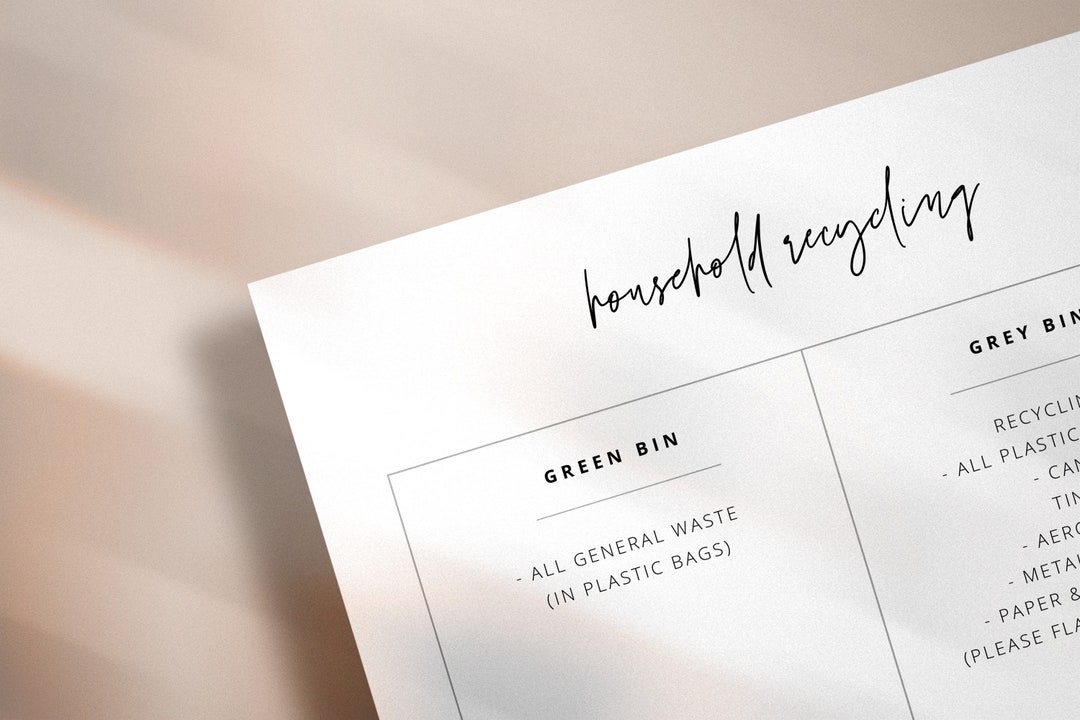 Editable Recycling Guide, Household Recycling Guide, House Organization ...