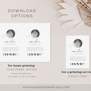 Moon Birthday Invitation Template, Moon Phases, Celestial Invite ...