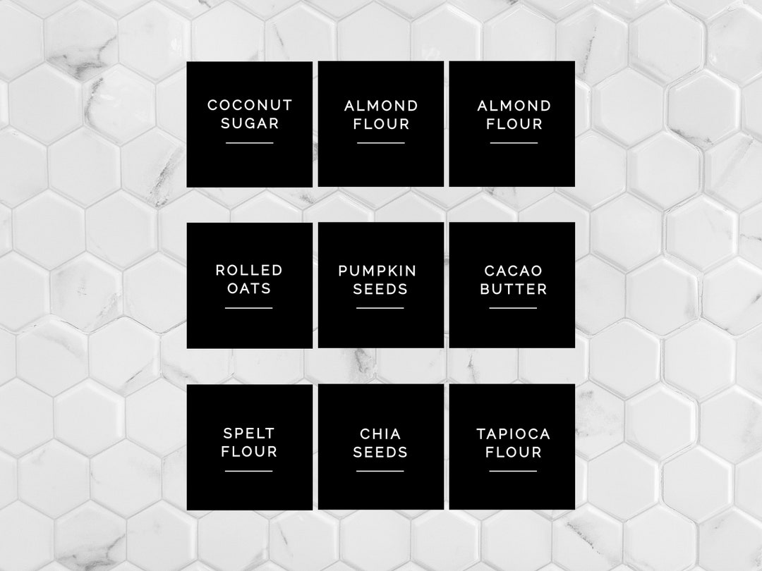 3 Inch | US Letter + A4 | Editable Black Pantry Labels | Black Pantry ...