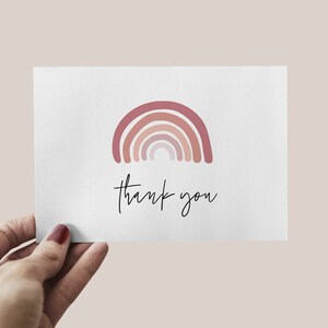 Editable Thank You Card | Blush Rainbow | Rainbow Thank You Card | Boho ...