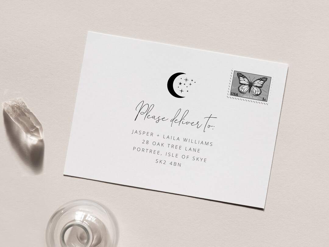 Celestial Address Label Template, Celestial Wedding Envelope, Envelope ...