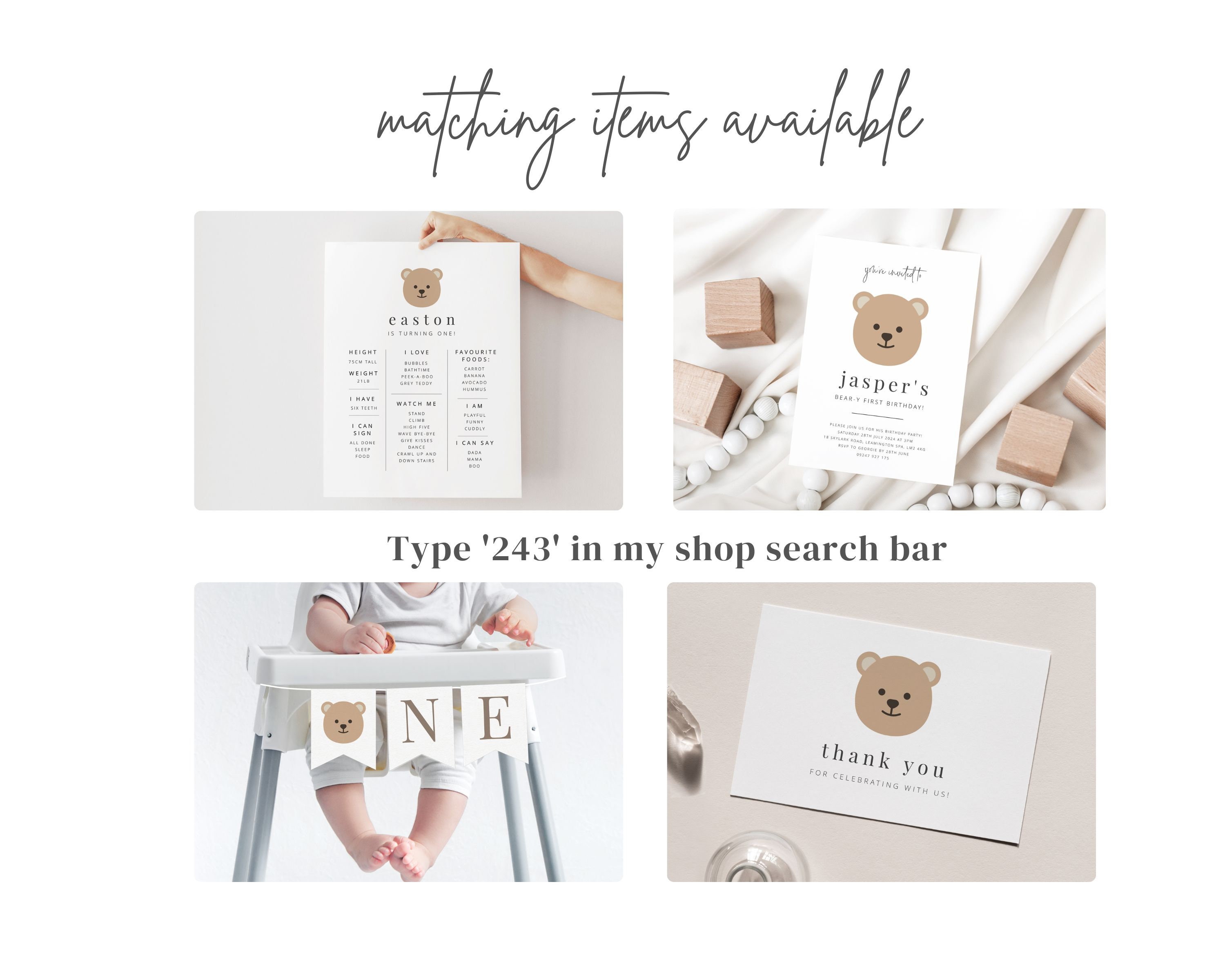 Editable Highchair Banner Bear Banner Bear First Birthday - Etsy