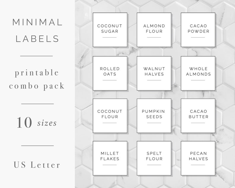 Editable Label Bundle 10 Label Sizes US Letter Minimal - Etsy