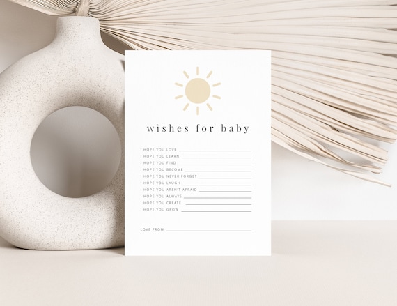 Wishes for Baby Card Template Sun Baby Shower Gender Neutral | Etsy