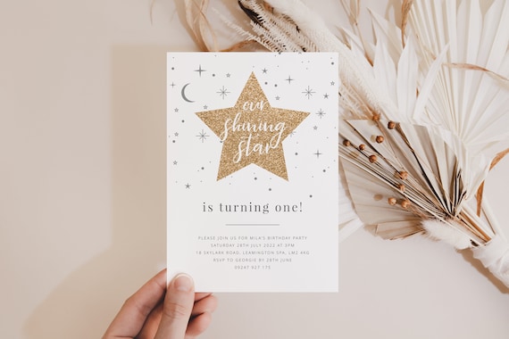 Star Birthday Invitation Template Our Shining Star is Turning | Etsy