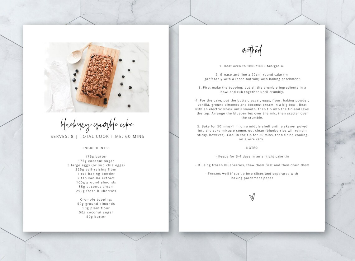 Editable Recipe Template Modern Recipe Card Editable - Etsy
