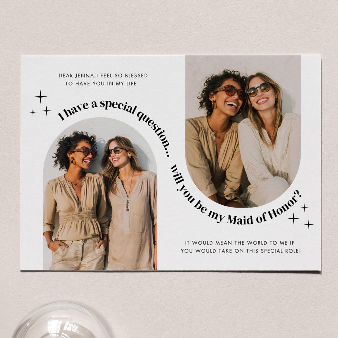 Bridesmaid Proposal Card, CANVA Template, Will You Be My Bridesmaid ...