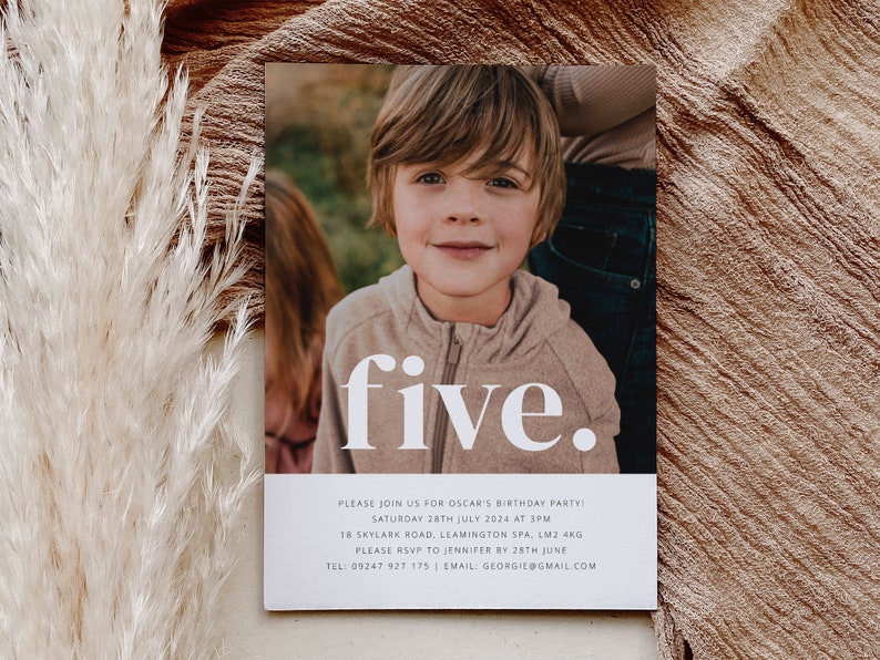 5th Birthday Invitation Template Five Invitation Fifth - Etsy
