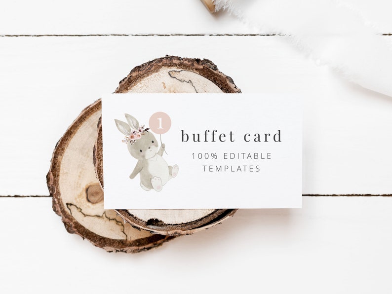 Buffet Labels Template Bunny Food Labels Floral Rabbit - Etsy