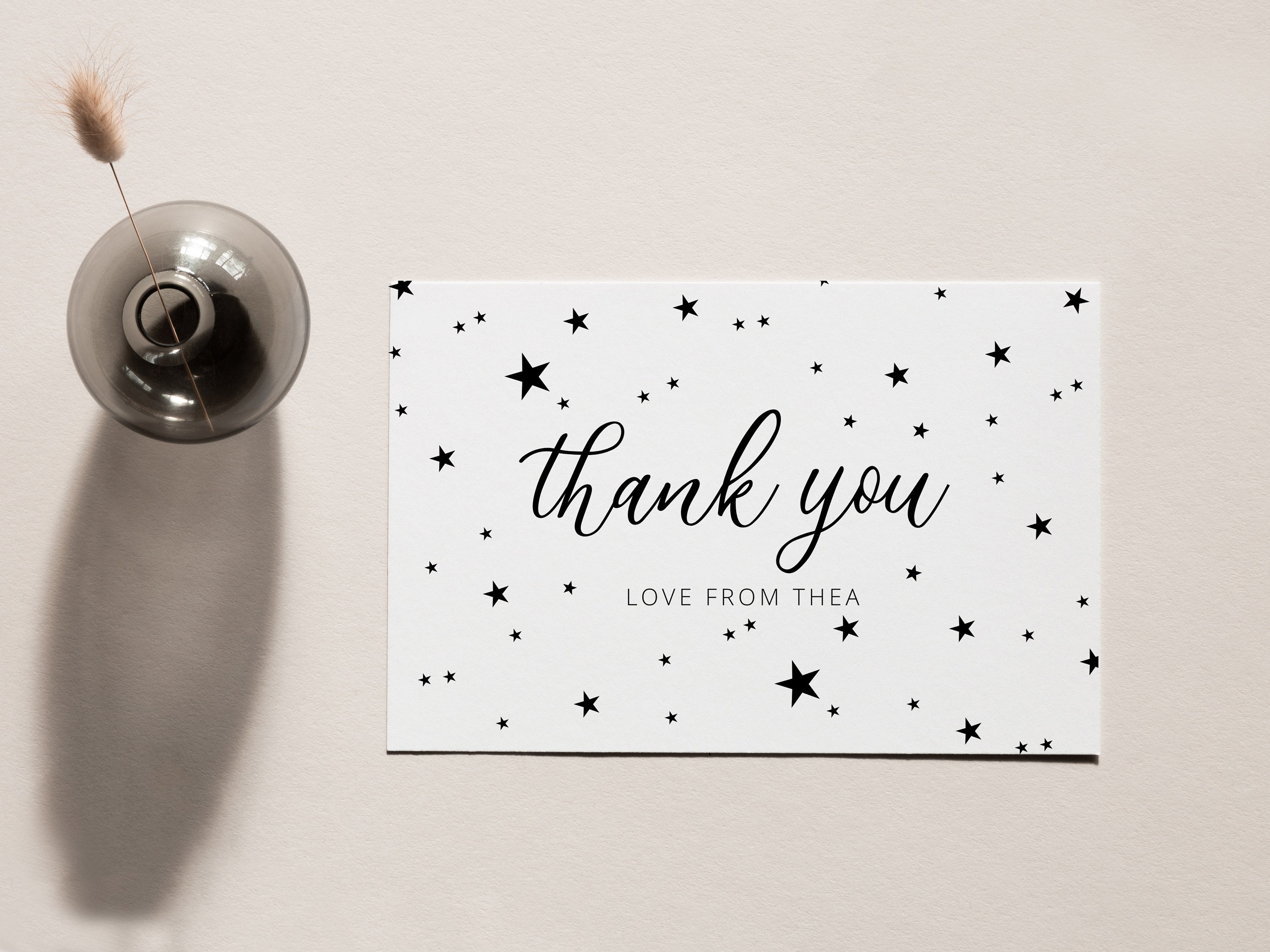 Star Thank You Card Template, Star Pattern, Star Thank You Note, Simple ...